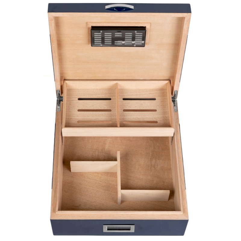 Royal Blue Diamond Stitched Leather High Lacquer Humidor