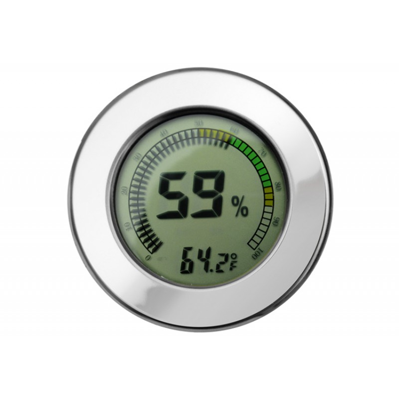 Silver Digital Hygrometer | Multi-Color Gauge & Calibration