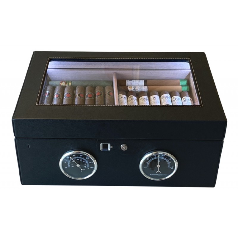 Biometric Finger Print Lock Cigar Humidor with Interior LED Interior ...
