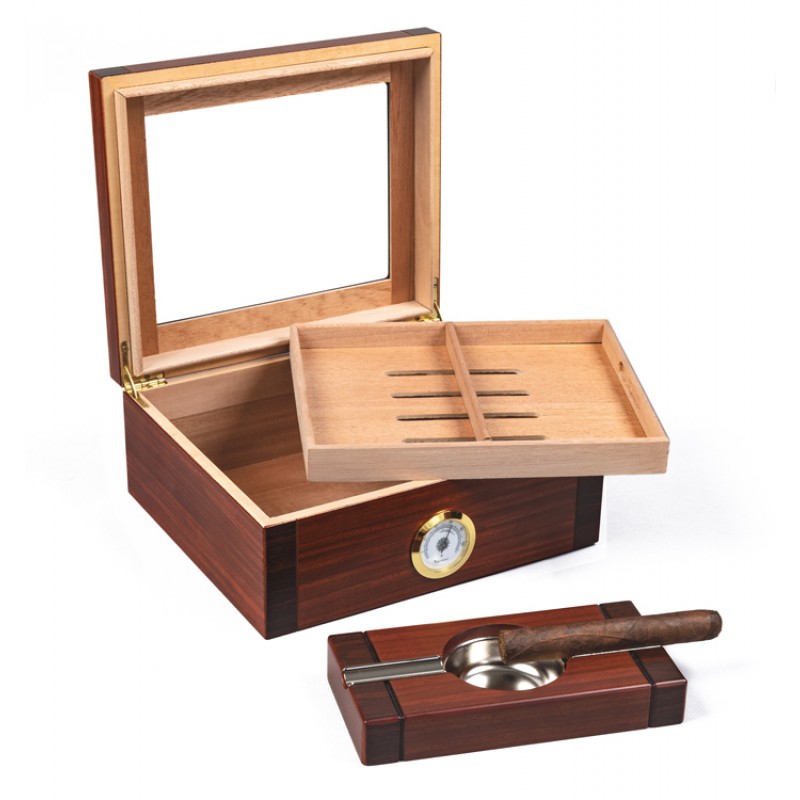 Humidor Set Sale - Beveled Glass Top Humidor with Ashtray