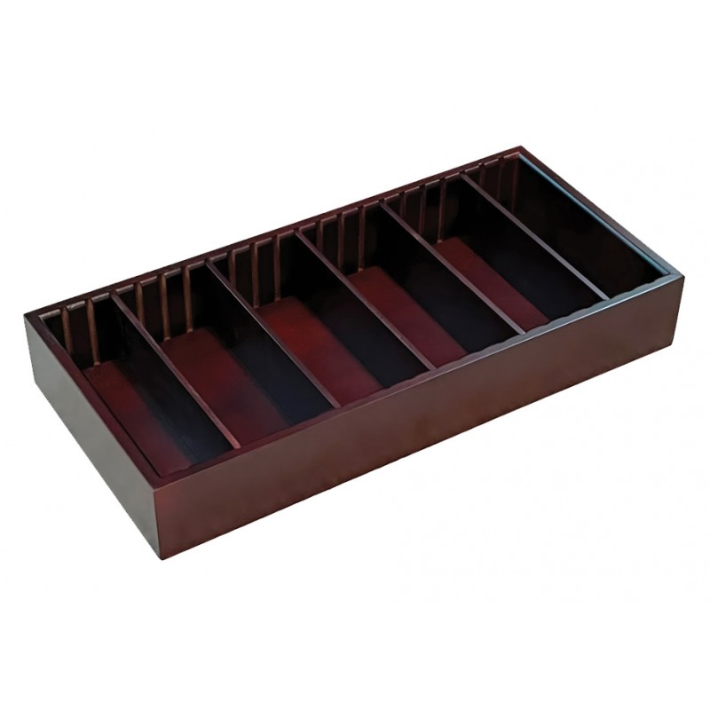 Adjustable Cigar Tray with 5 Sliding Dividers (Dark Mahogany)