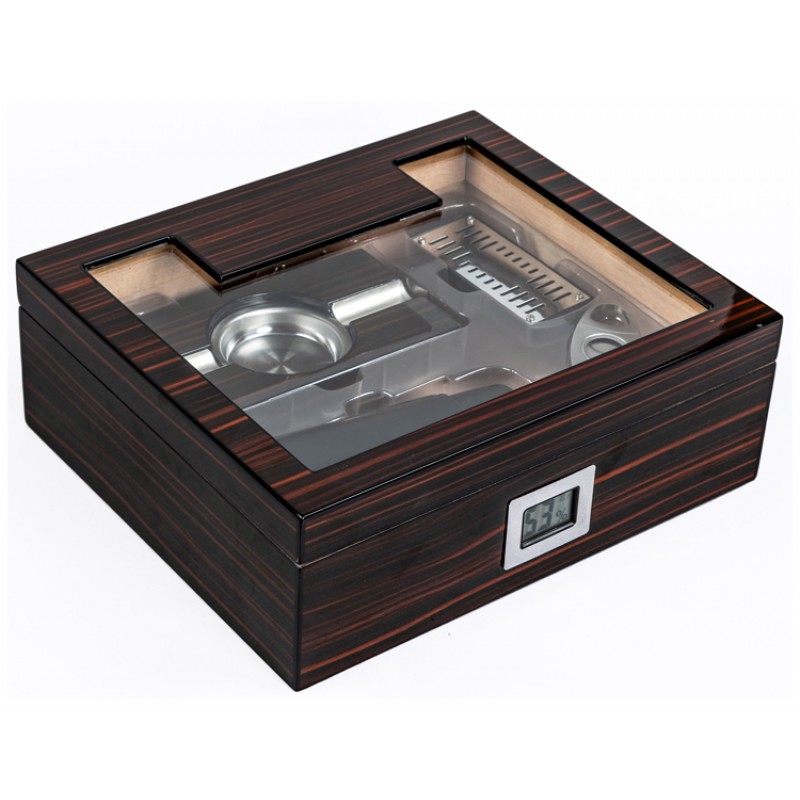 Kensington Humidor Gift Set | Cherry Ebony Finish with Accessories