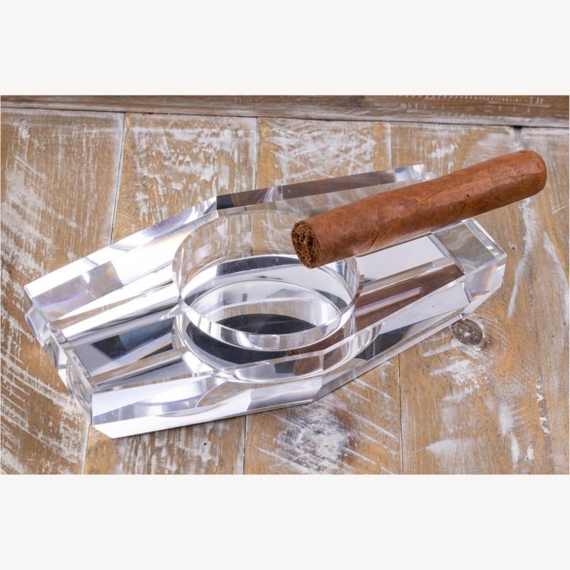 Hexagon Crystal Cigar Ashtray | Premium Acrylic Lounge