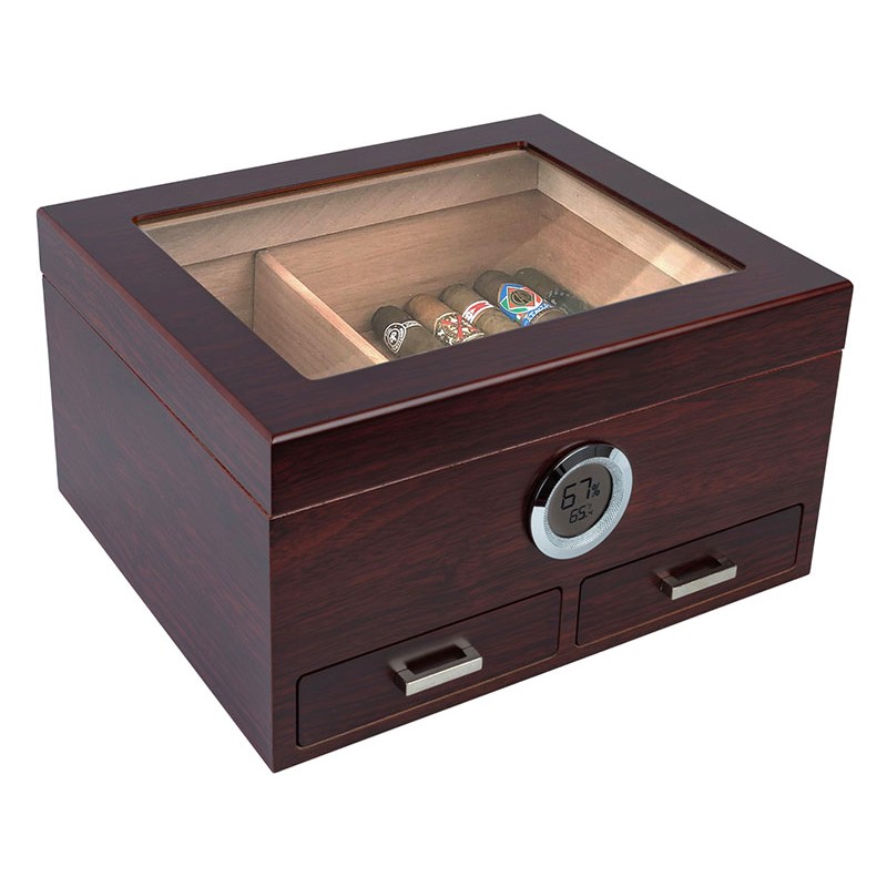 Glasstop Humidor with Accessory Storage Drawers for Your Cutter Lighter ...