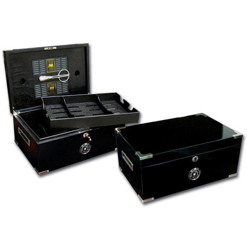 Dakkota Jet Black Lacquer Humidor with Full Black Interior