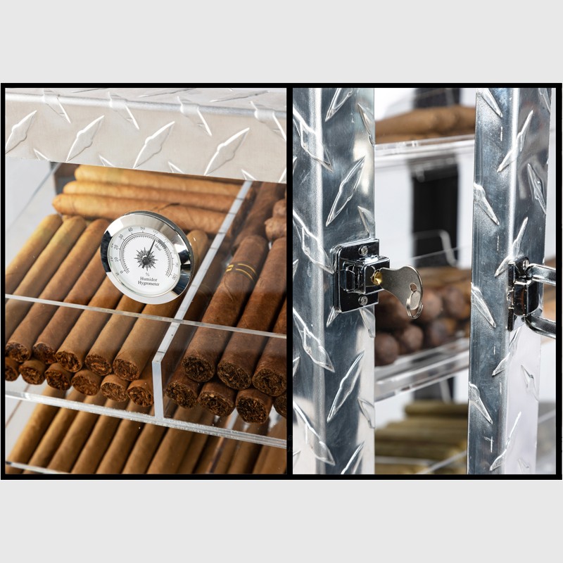 The Diamond Plate & Glass Sides Countertop Display Humidor