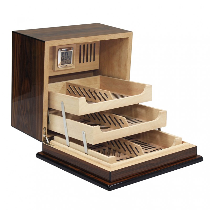 The Elevate Premium Humidor with Multi-Tier Tray System in Rio Rosewood