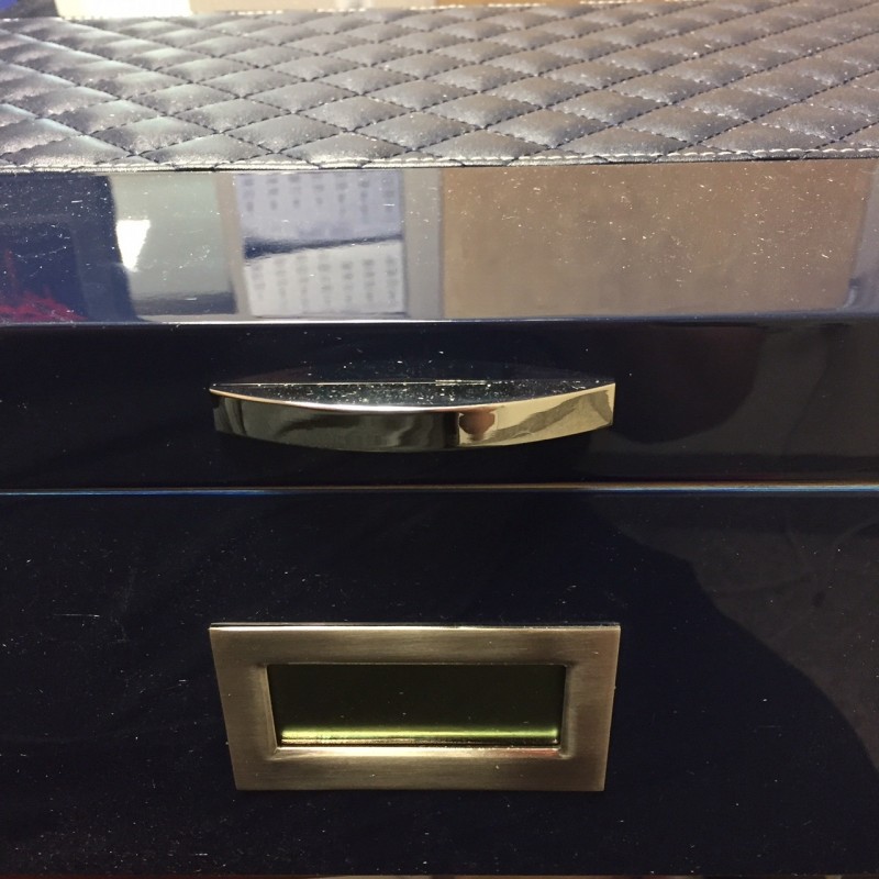 Royal Blue Diamond Stitched Leather High Lacquer Imperfect Humidor
