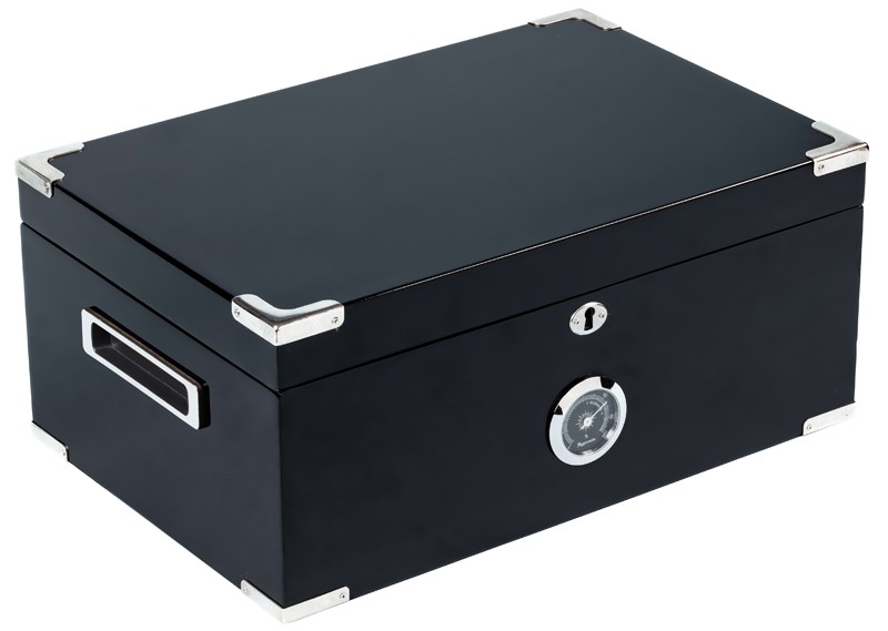 Dakota Full Black Cigar Humidor | Storage for Up to 120 Cigars