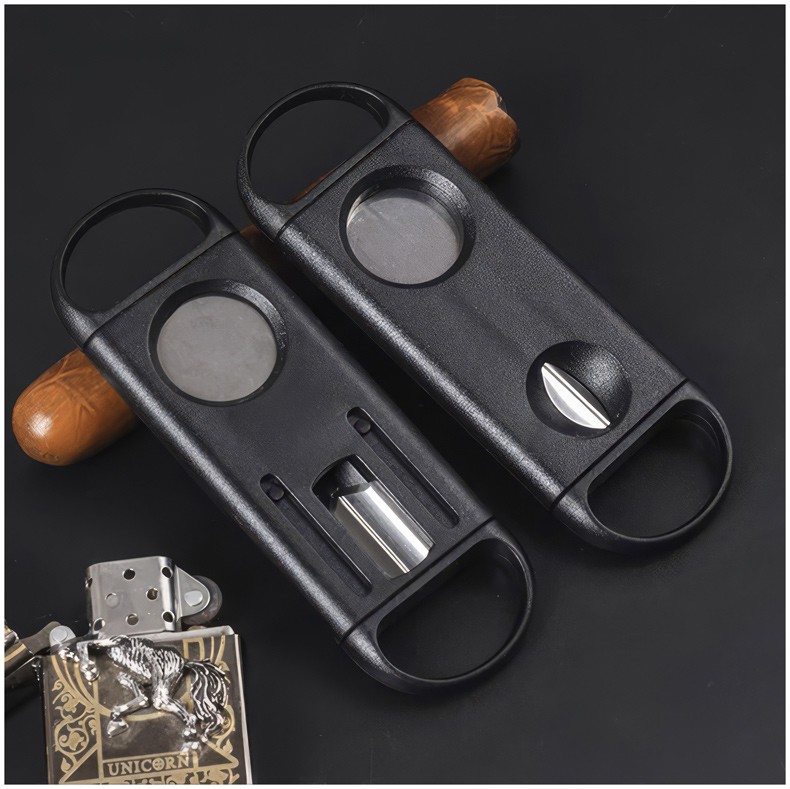 2 in 1 Guillotine & V-Cut Combination Black Cigar Cutter