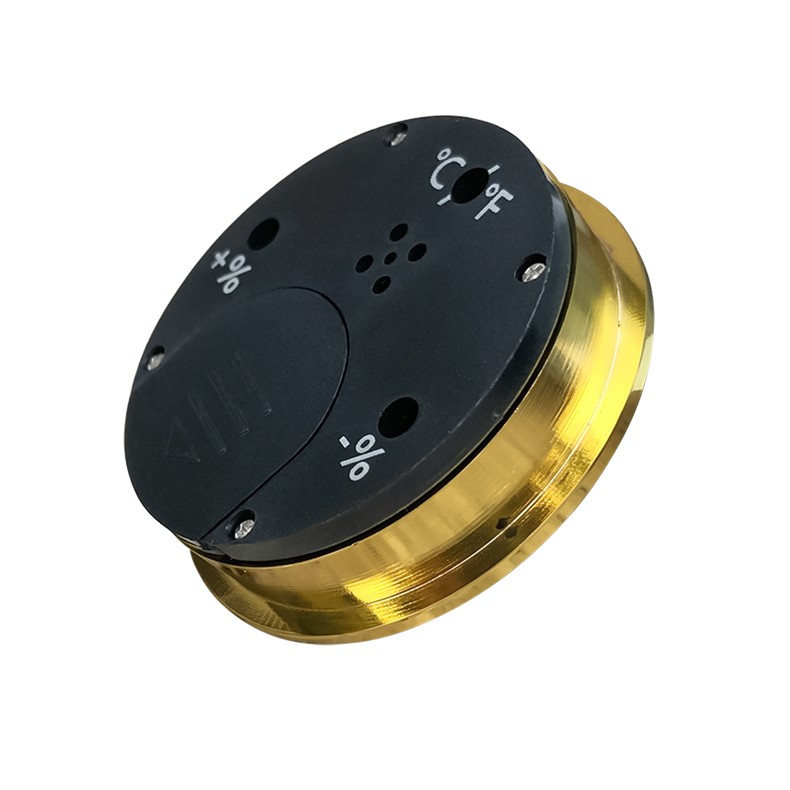 Small Gold Bezel Round Digital Hygrometer with Calibration