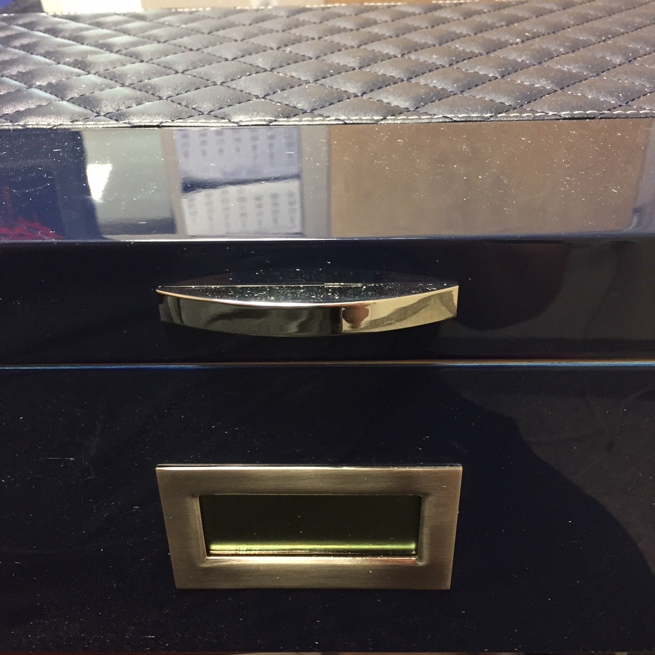 Royal Blue Diamond Stitched Leather High Lacquer Imperfect Humidor