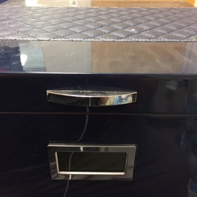 Royal Blue Diamond Stitched Leather High Lacquer Humidor