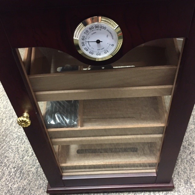 Milano Countertop Display Humidor Bar Top - Wood Frame with 4 Glass Panels