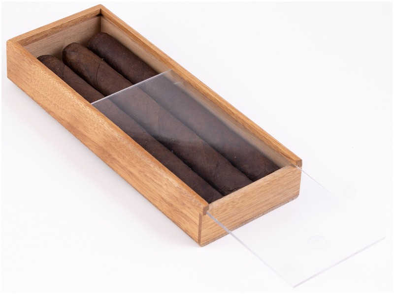 3 Cigar Box with Acrylic Sliding Top for Promotional Purposes