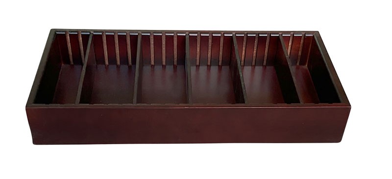 Adjustable Cigar Tray with 5 Sliding Dividers (Dark Mahogany)